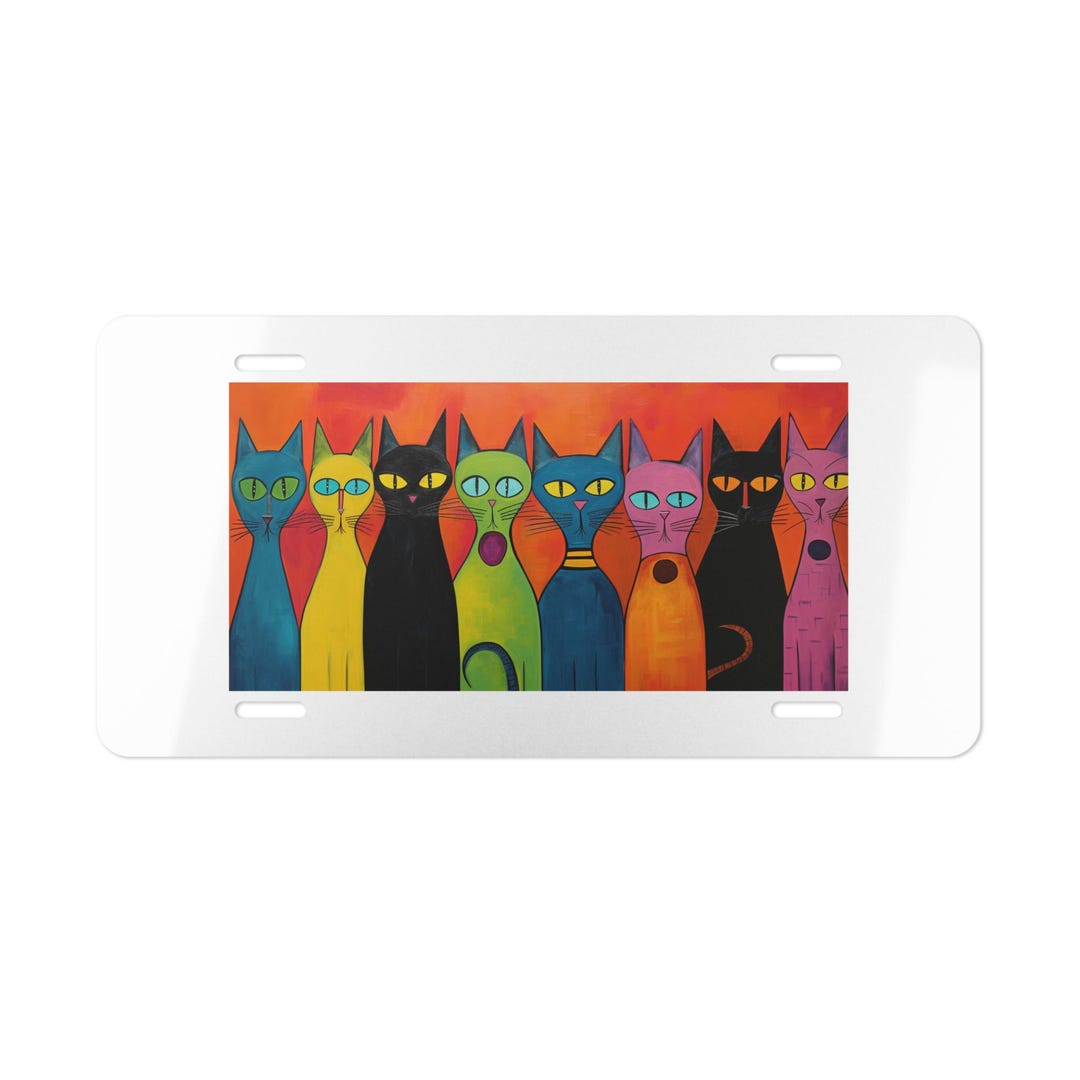 Colorful Cat License Plate, Vanity Plate, Front of Car, Car Decoration ...