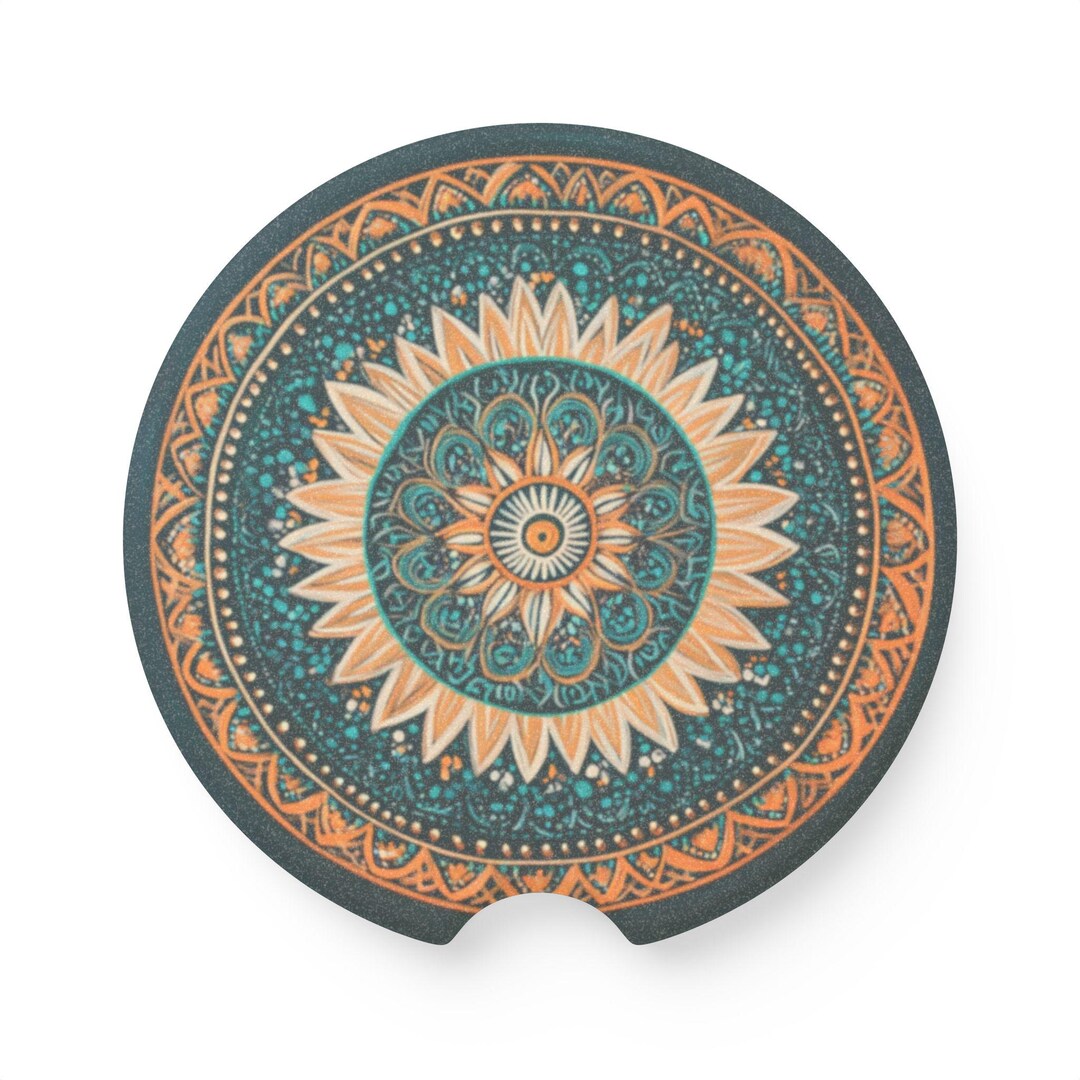 Blue Mandela Soapstone Car Coaster, Aqua Blue Coaster, Orange Coaster ...