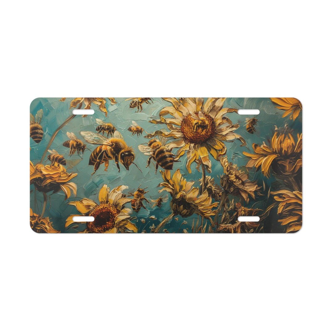 ON SALE Bees and Sunflowers Vanity Plate Front of Car Car Decoration ...