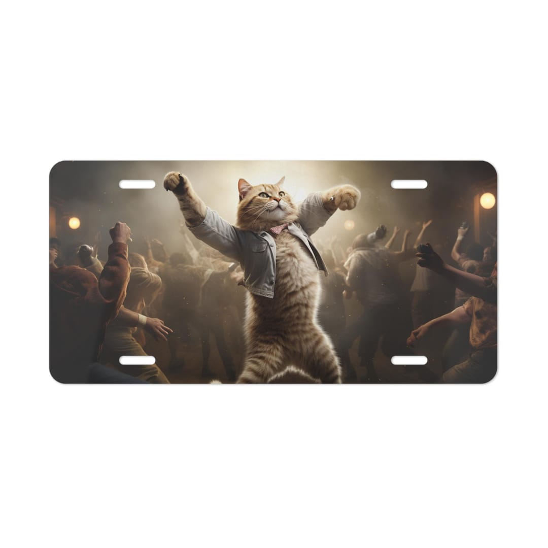 ON SALE, Dancing Cat Vanity Plate, License Plate, Front of Car, Pet ...