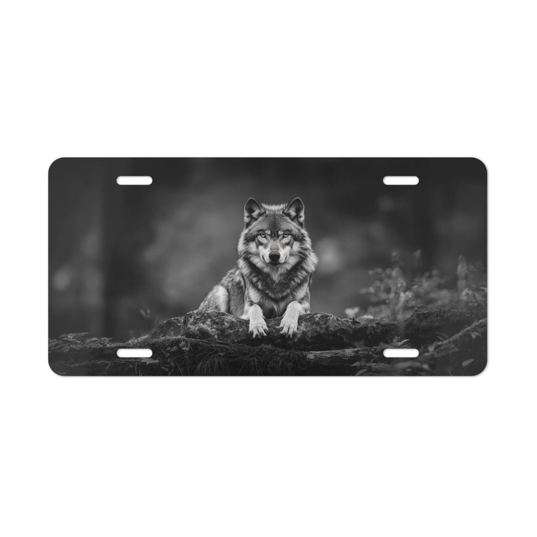 Wolf Vanity Plate Black White, Front of Car, Car Decoration, Car ...