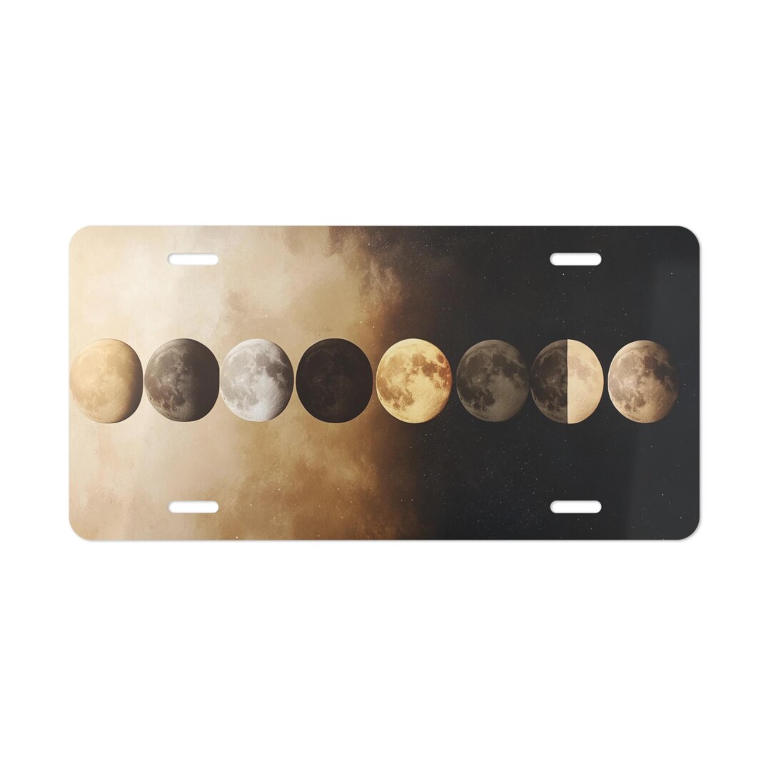 ON SALE, Celestial Moons Vanity Plate Beige Black, Front of Car, Car ...