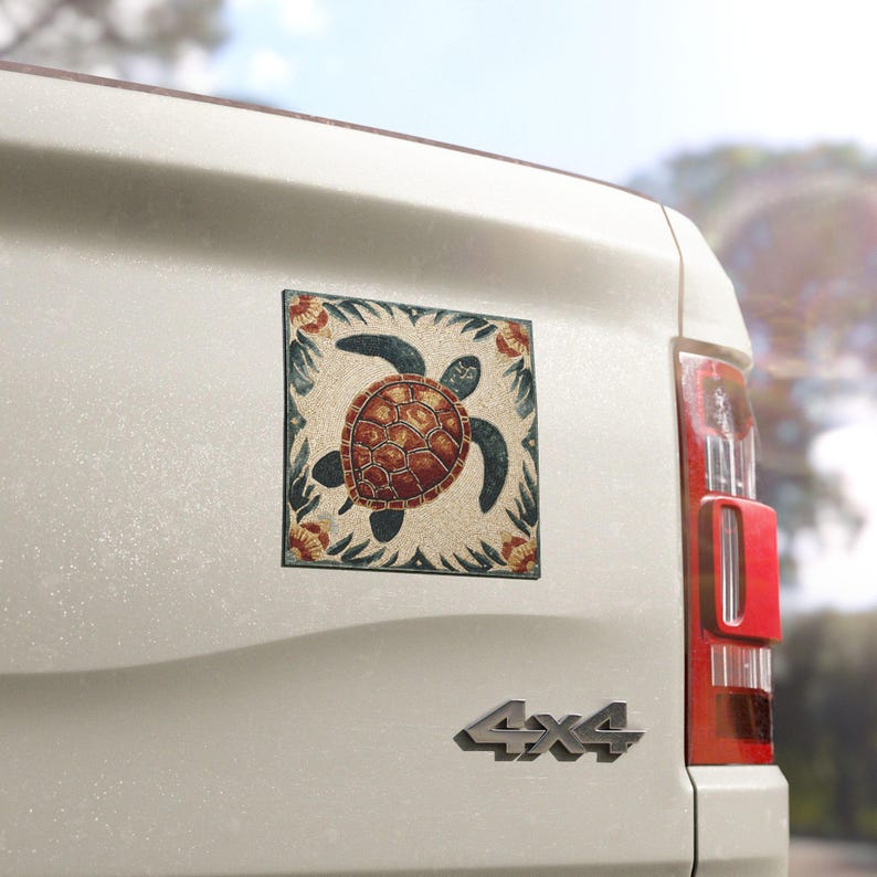 Turtle Mosaic Car Magnets Boho Animal Car Decor Square Magnet Easy to ...