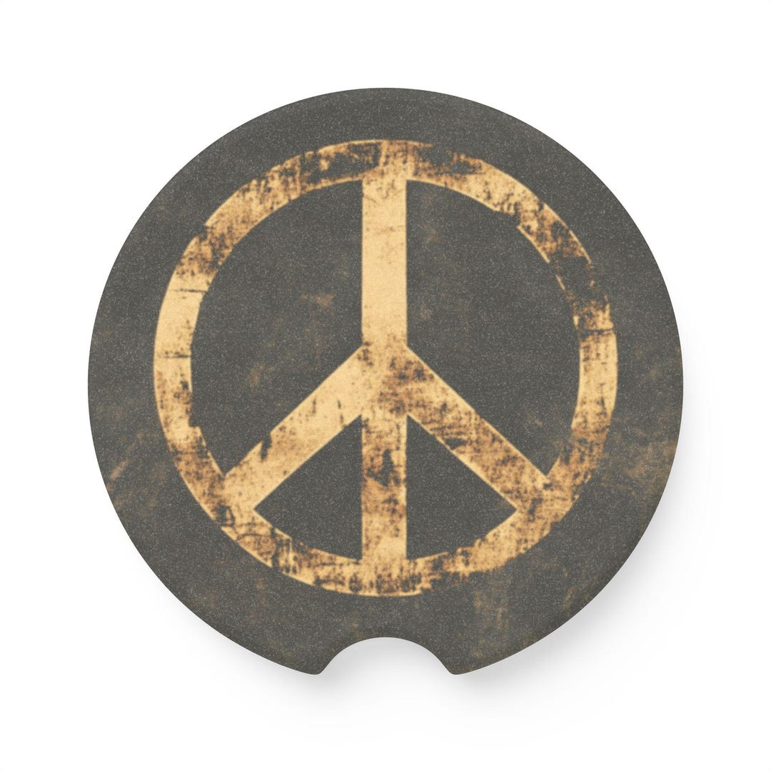 Peace Sign Soapstone Car Coaster Peace Sign Coaster Car Decor Circle ...