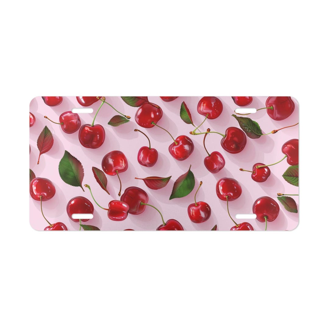 ON SALE, Cherries Vanity Plate Red Pink Cherry Fruit, Front of Car, Car ...