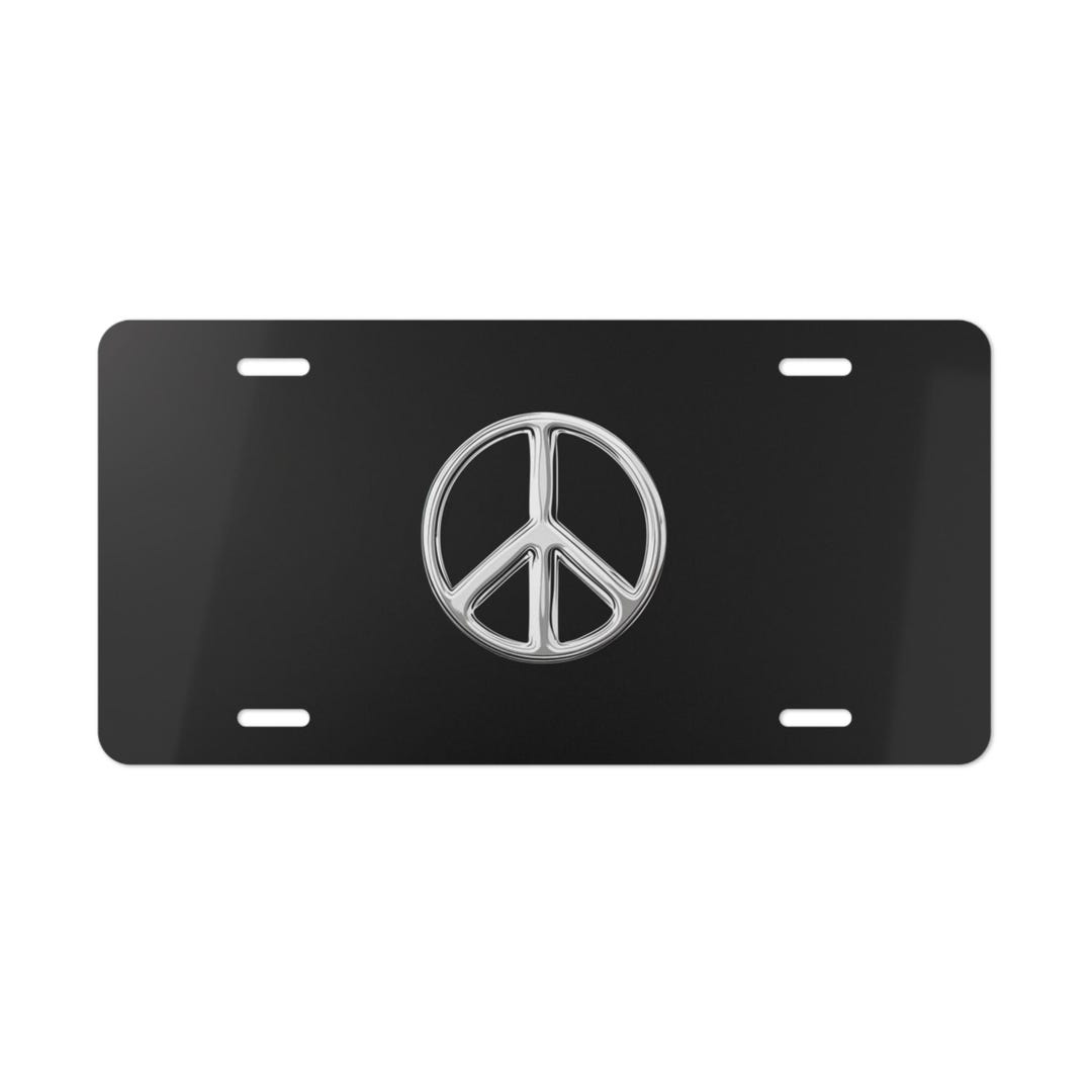 ON SALE, Peace Sign Black Vanity Plate White Minimalist Minimal, Front ...