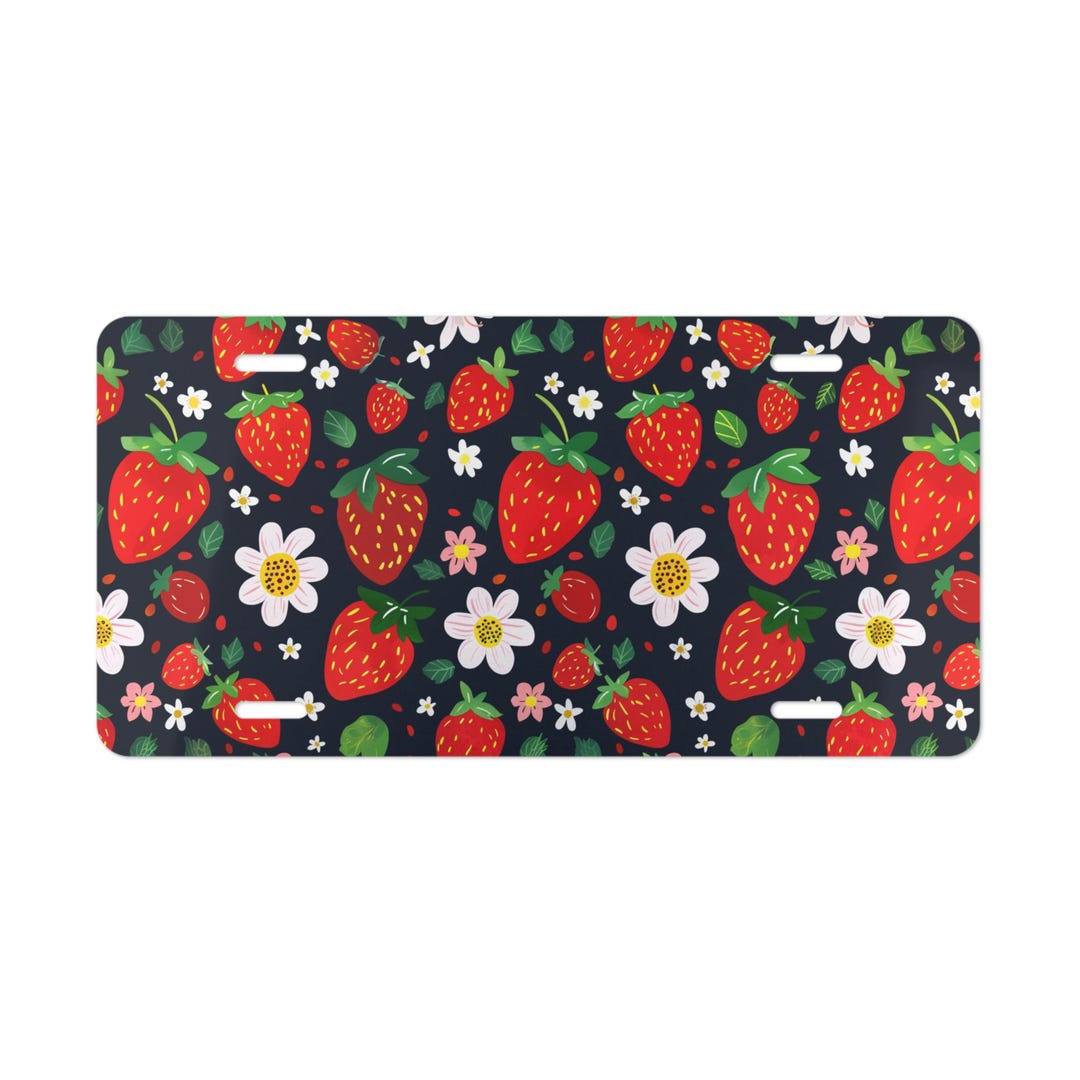 ON SALE, Strawberries and Flowers Vanity Plate, Front of Car, Car ...