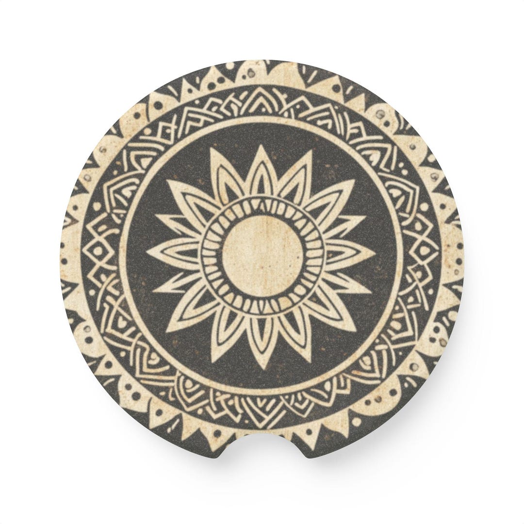 Sun Mandela Soapstone Car Coaster, Boho Coaster, Car Decor, Circle Car ...