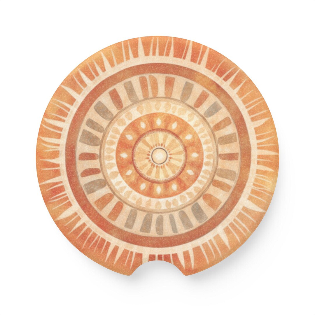 Orange Sun Soapstone Car Coaster Sun Coaster Car Decor Circle Car ...
