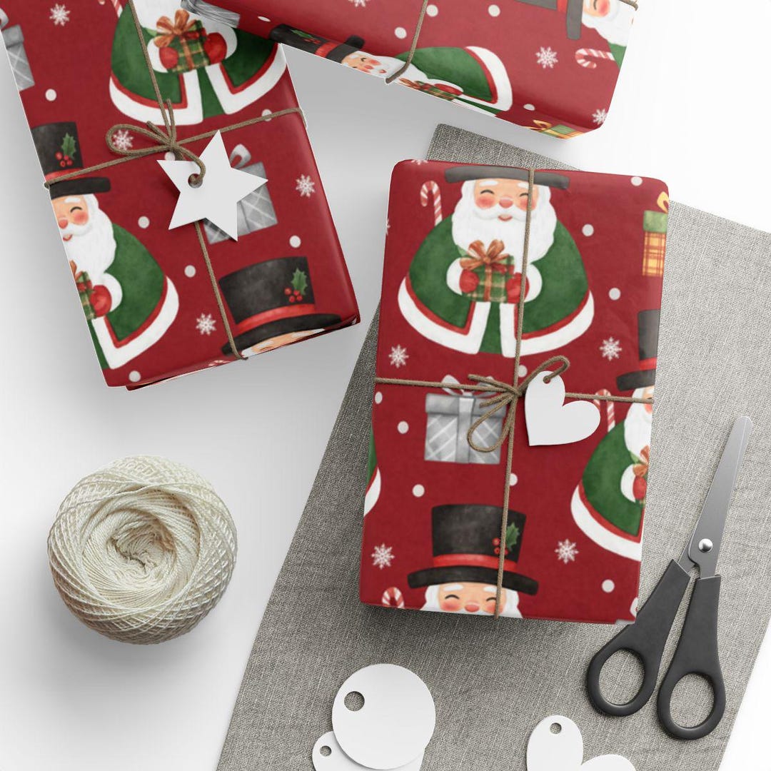 Festive Santa Grandpa Haraboji Christmas Wrapping Paper, Korean Holiday ...