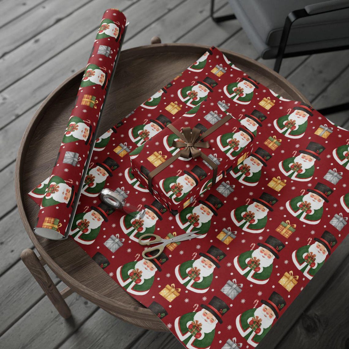 Festive Santa Grandpa Haraboji Christmas Wrapping Paper, Korean Holiday ...