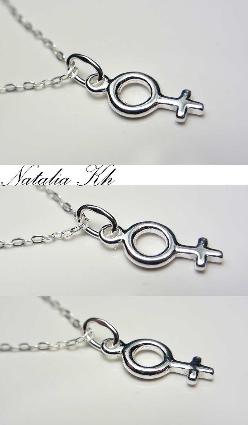 925 Sterling Silver Male Symbol Necklace Female Symbol Venus Symbol ...