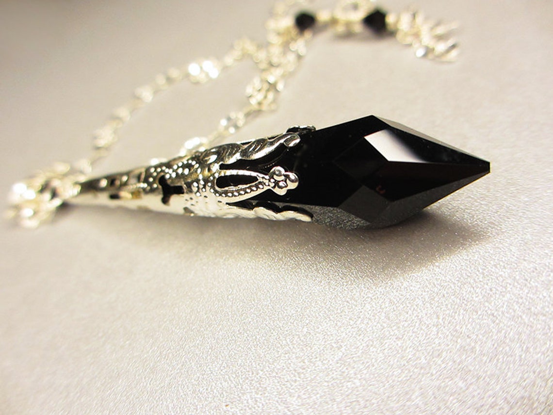 Swarovski Jet Black Necklace Sterling Silver Black Swarovski Crystal ...