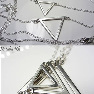 925 Sterling Silver Triangle Necklace Layering Necklace Geometric ...