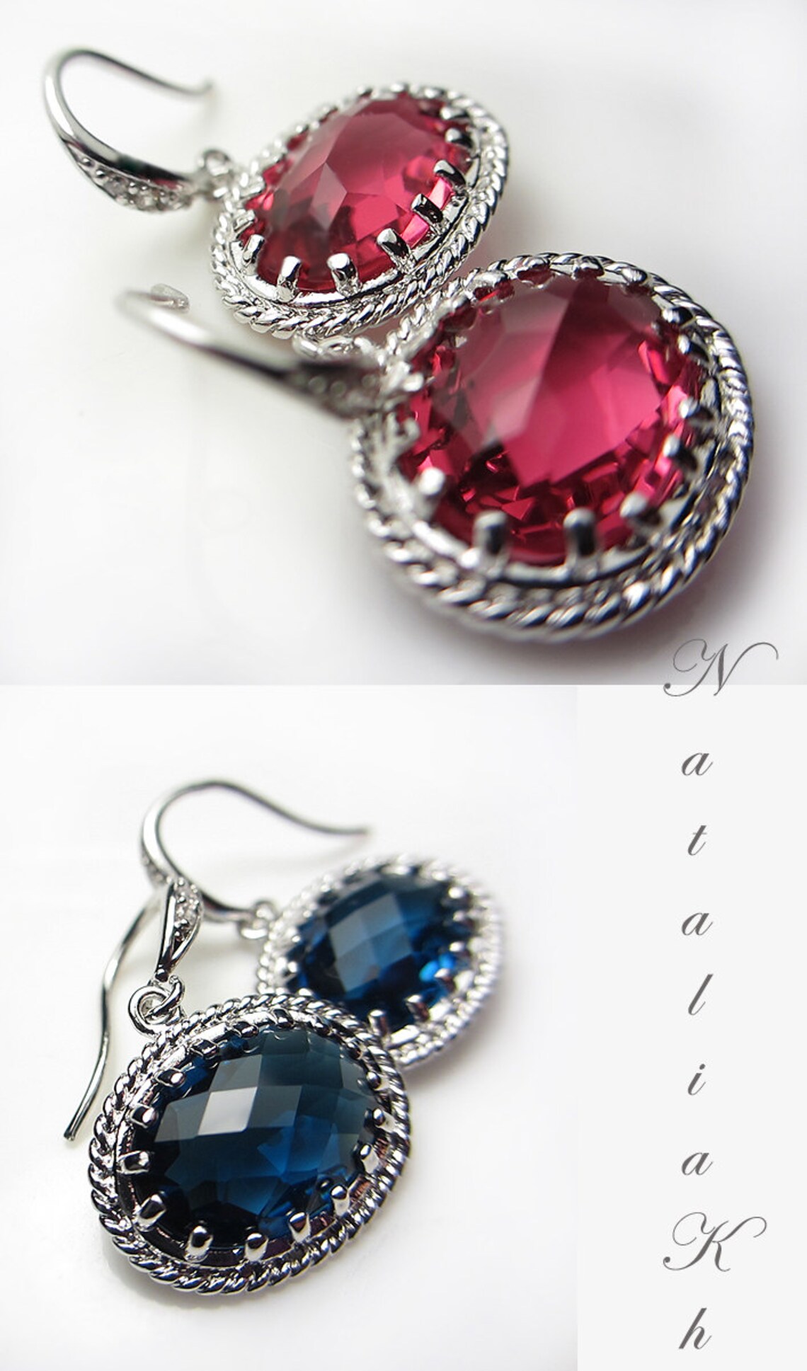 Sapphire Blue and Ruby Red Earrings Sapphire Earrings Victorian Style ...