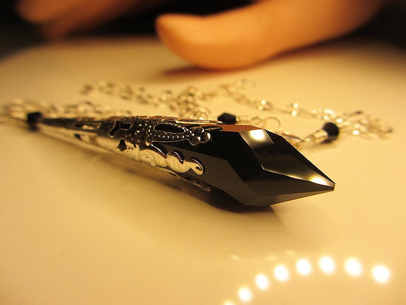 Swarovski Jet Black Necklace Sterling Silver Black Swarovski Crystal ...