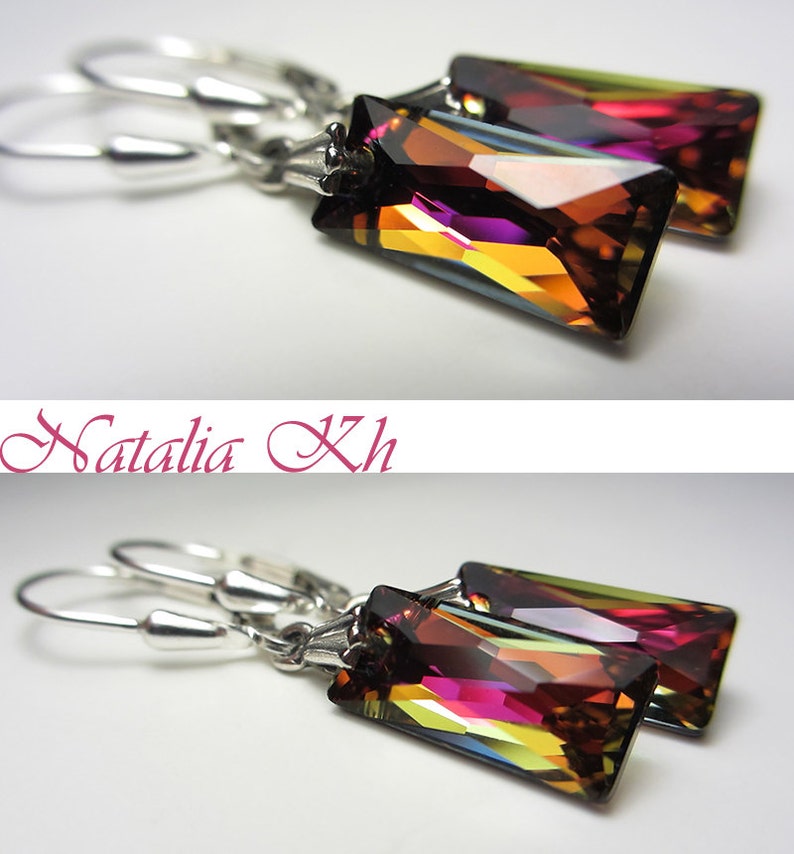 Swarovski Column Earrings Rainbow Earrings Rectangle Earrings Molten ...
