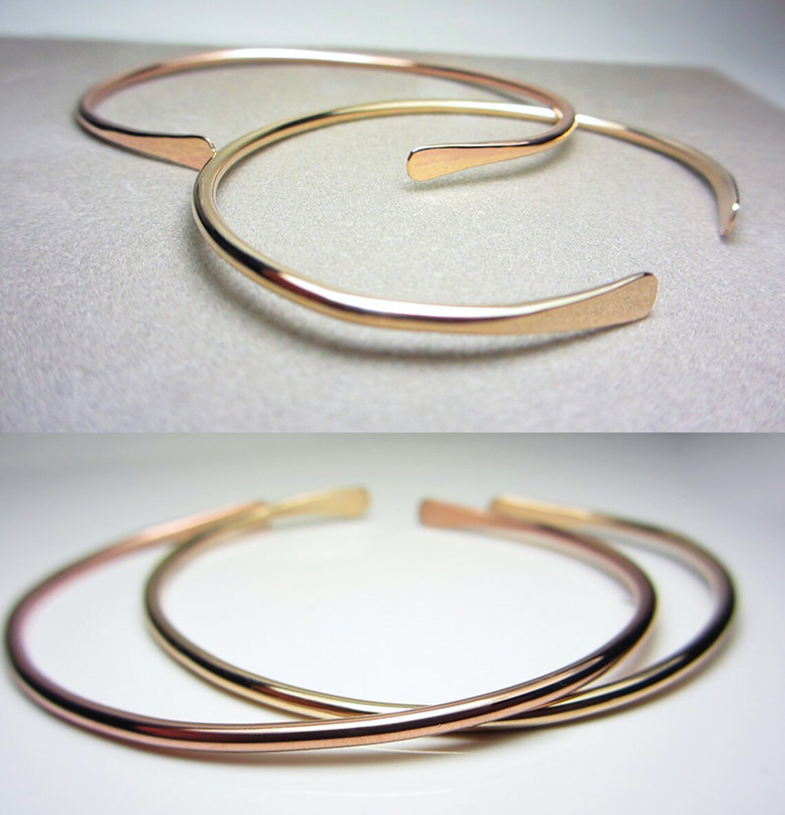 14K Gold Filled Cuff Bracelet Stacking Bracelet Rose Gold Open Bangle ...