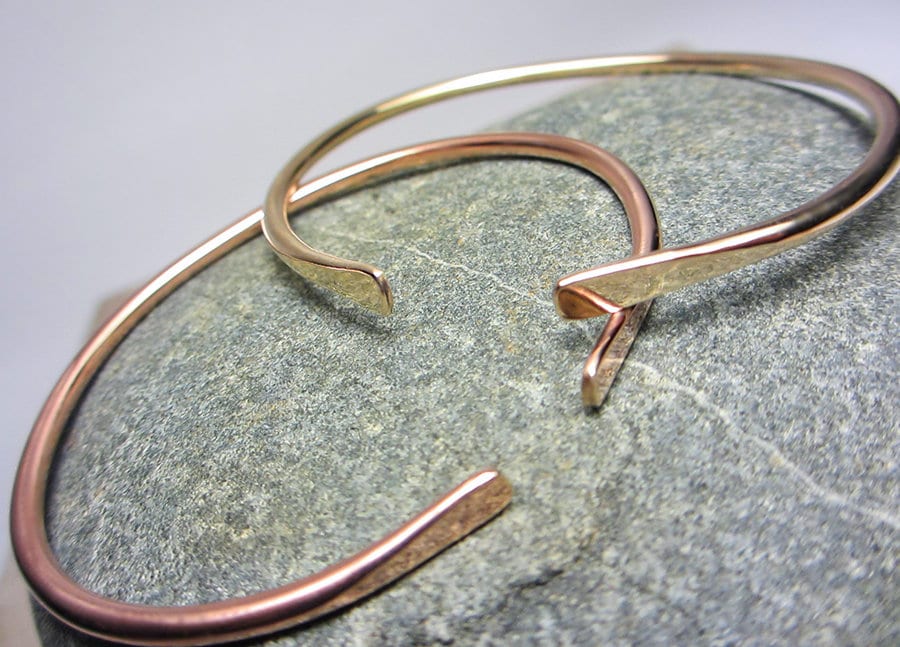14K Gold Cuff Bracelet Stacking Bracelet Rose Gold Open Bangle | Etsy