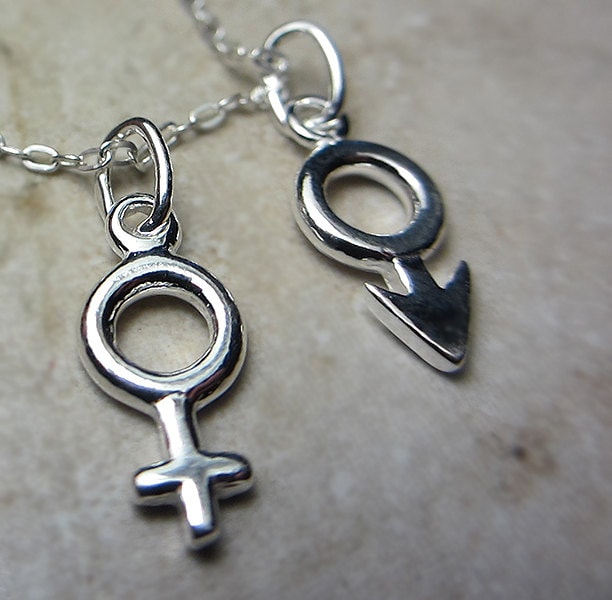 925 Sterling Silver Male Symbol Necklace Female Symbol Venus Symbol ...