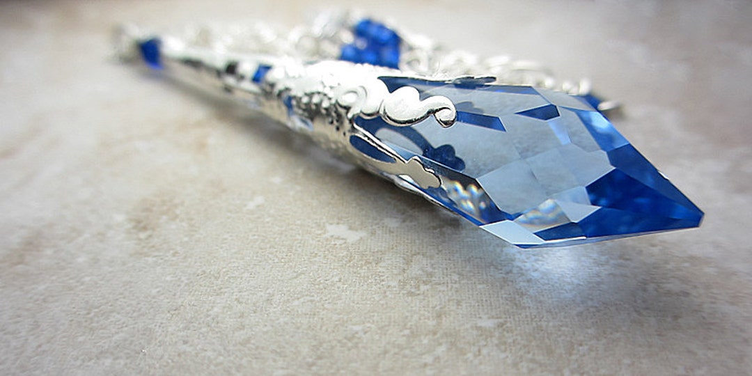 Swarovski Light Sapphire Blue Necklace Silver Chain Swarovski Sea Sky ...