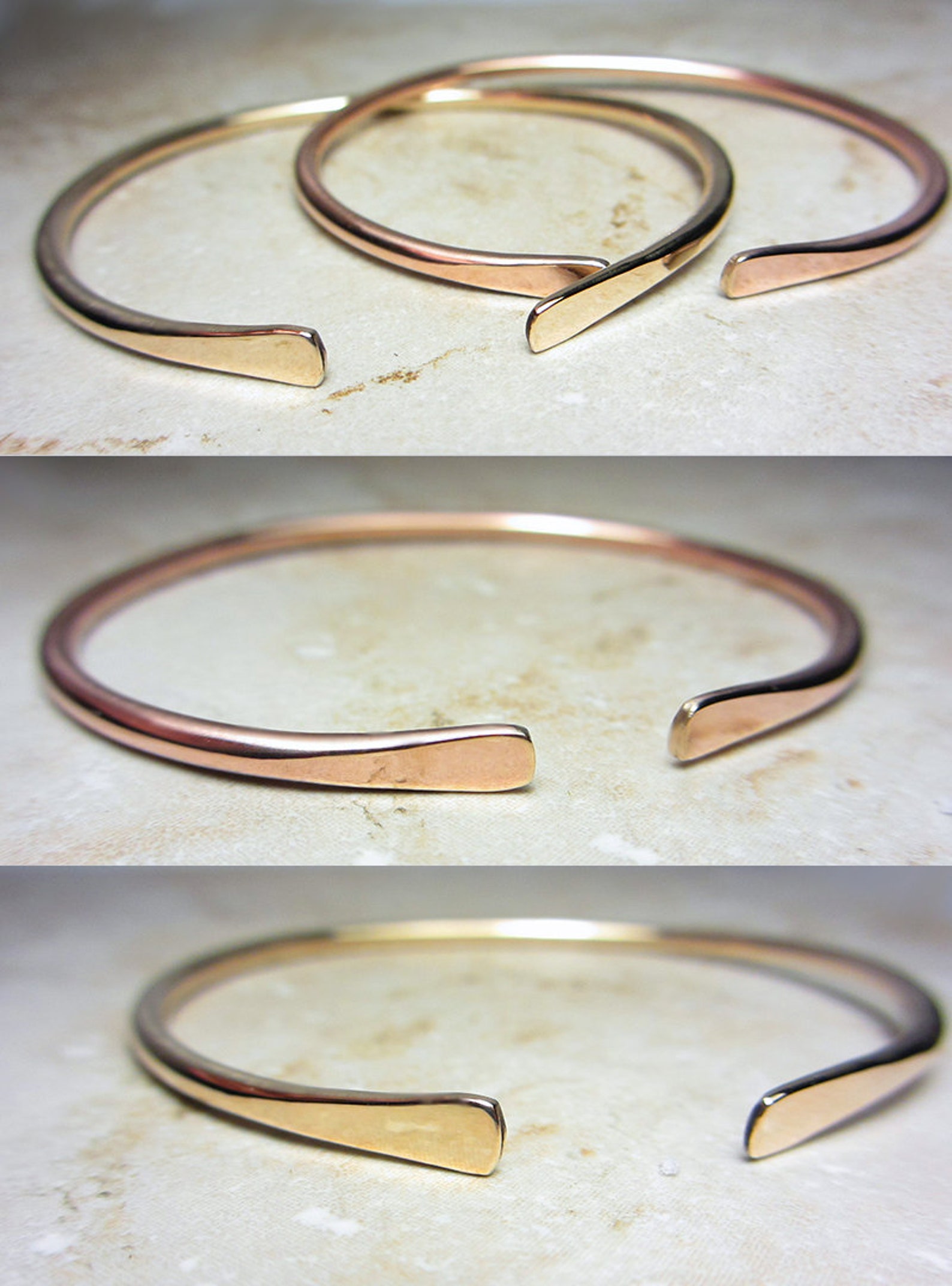 14K Gold Cuff Bracelet Stacking Bracelet Rose Gold Open Bangle | Etsy