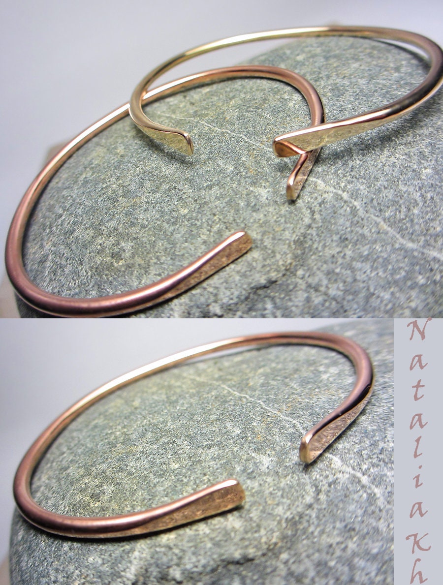 14K Gold Cuff Bracelet Stacking Bracelet Rose Gold Open Bangle | Etsy