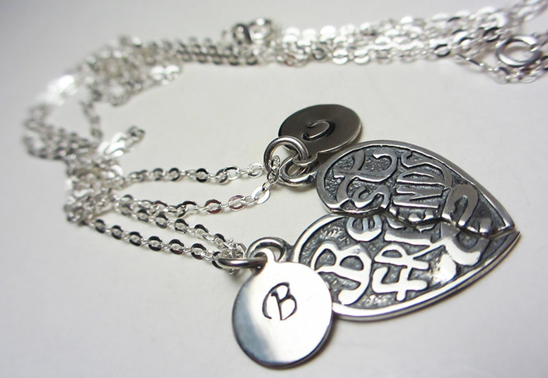 Best Friends Set 925 Sterling Silver 2 Piece Necklace Initial Necklace ...