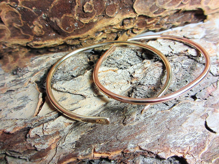 14K Gold Cuff Bracelet Stacking Bracelet Rose Gold Open Bangle | Etsy