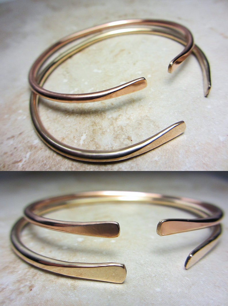 14K Gold Cuff Bracelet Stacking Bracelet Rose Gold Open Bangle | Etsy