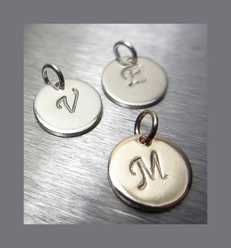 925 Sterling Silver OR 14K Gold Filled Small Monogram Disc | Etsy