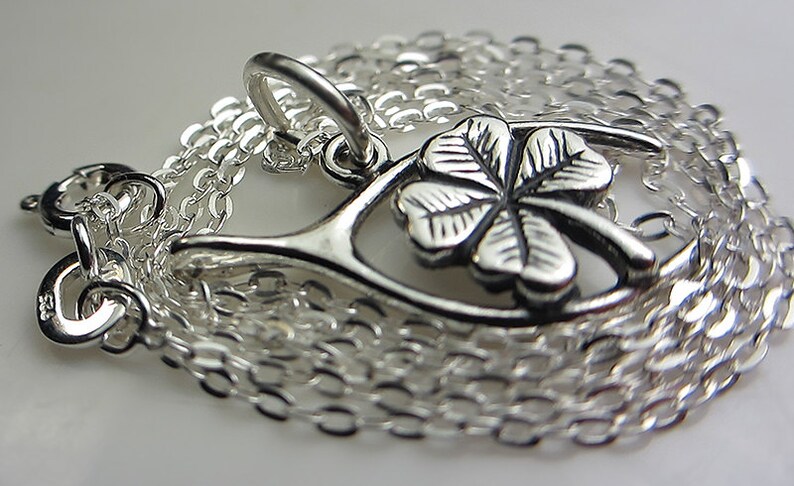 925 Sterling Silver Good Luck Necklace Lucky four leaf clover | Etsy