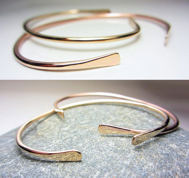 14K Gold Filled Cuff Bracelet Stacking Bracelet Rose Gold Open Bangle ...