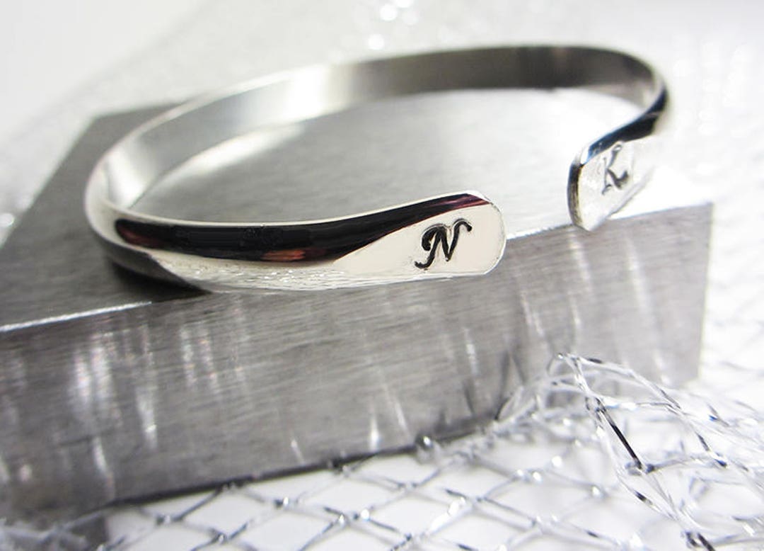 925 Sterling Silver Cuff Bracelet Stacking Bracelet Initial Bracelet ...