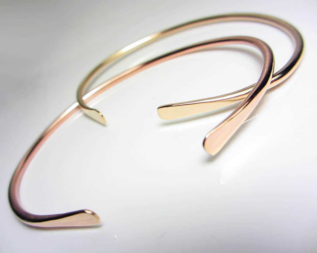 14K Gold Filled Cuff Bracelet Stacking Bracelet Rose Gold Open Bangle ...