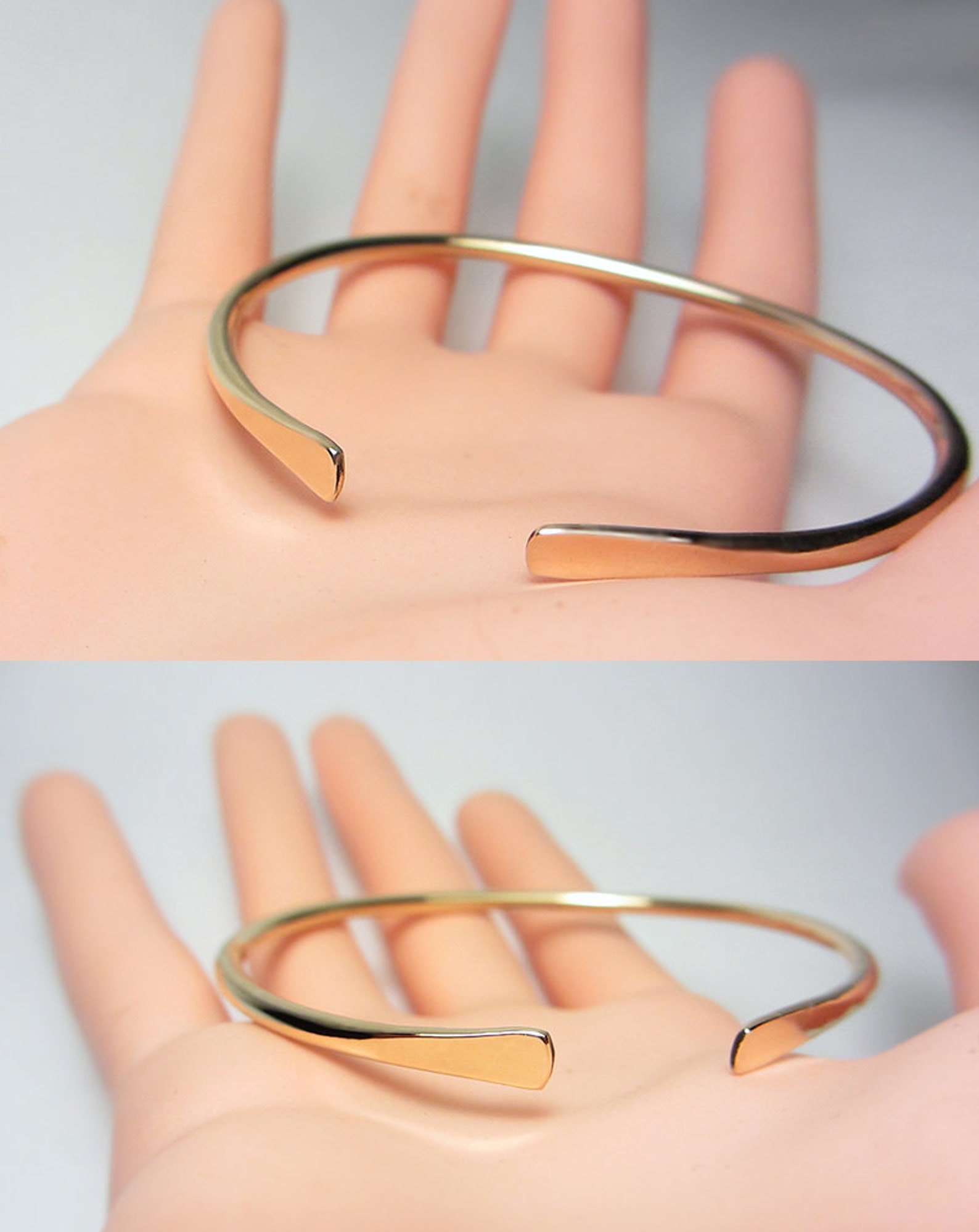 14K Gold Cuff Bracelet Stacking Bracelet Rose Gold Open Bangle Bracelet ...