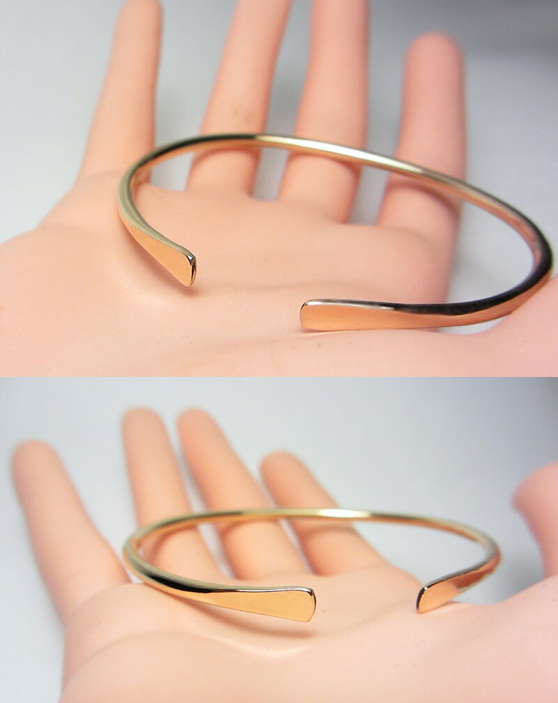 14K Gold Cuff Bracelet Stacking Bracelet Rose Gold Open Bangle Bracelet ...