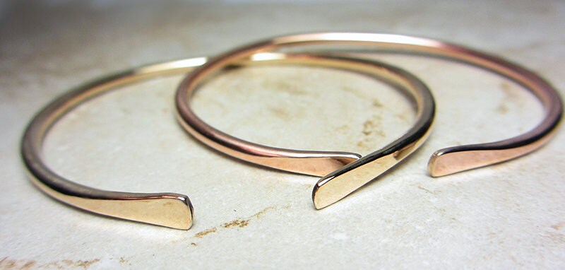 14K Gold Cuff Bracelet Stacking Bracelet Rose Gold Open Bangle Bracelet ...