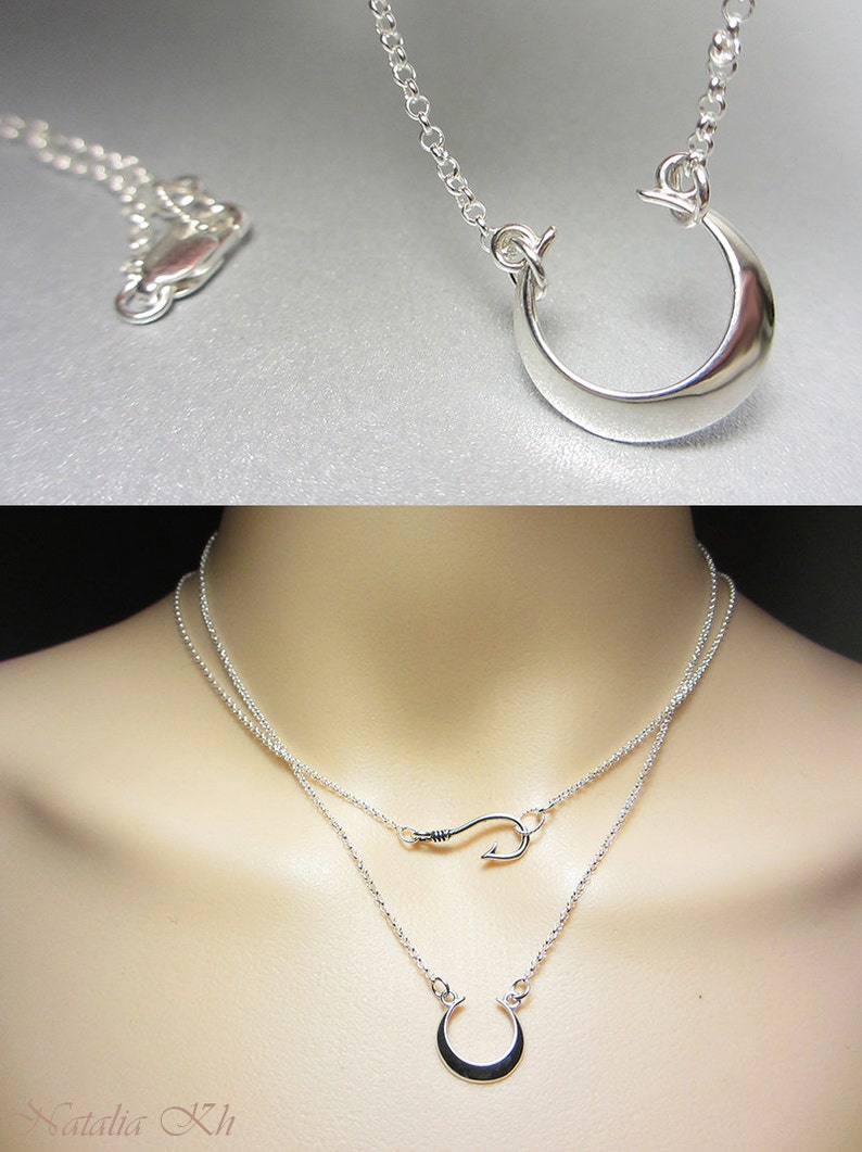 925 Sterling Silver Crescent Moon Necklace Domed Crescent Moon - Etsy ...