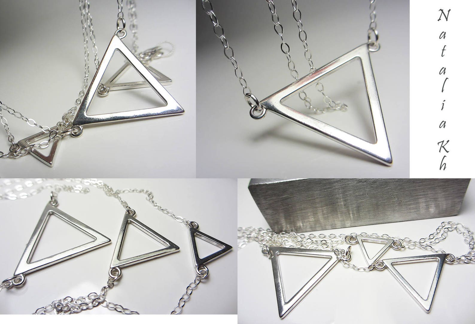 925 Sterling Silver Triangle Necklace Layering Necklace | Etsy