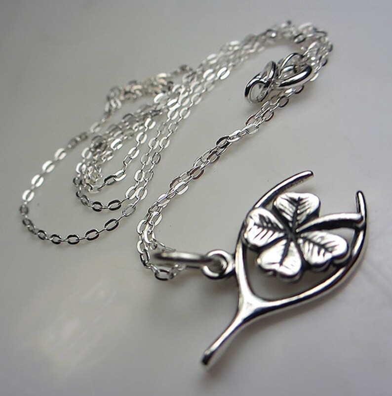 925 Sterling Silver Good Luck Necklace Lucky four leaf clover | Etsy