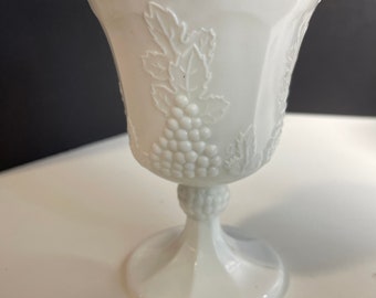 Vintage Indiana Milk Glass Colony Harvest Grapevine Water Goblet - Etsy