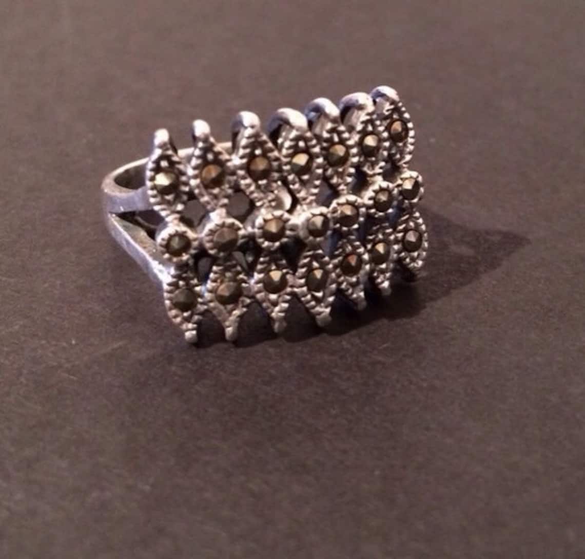 Sterling Silver 925 Marcasite Ring Vintage - Etsy