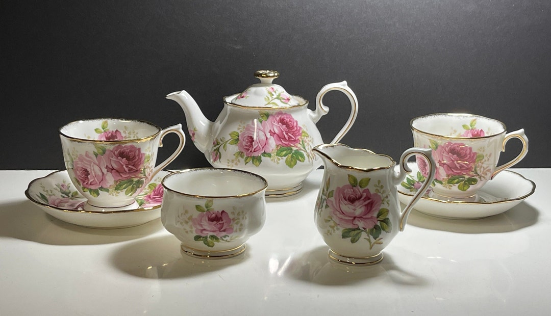 Royal Albert Tea Set "american Beauty" Bone China 5pc Set Includes ...