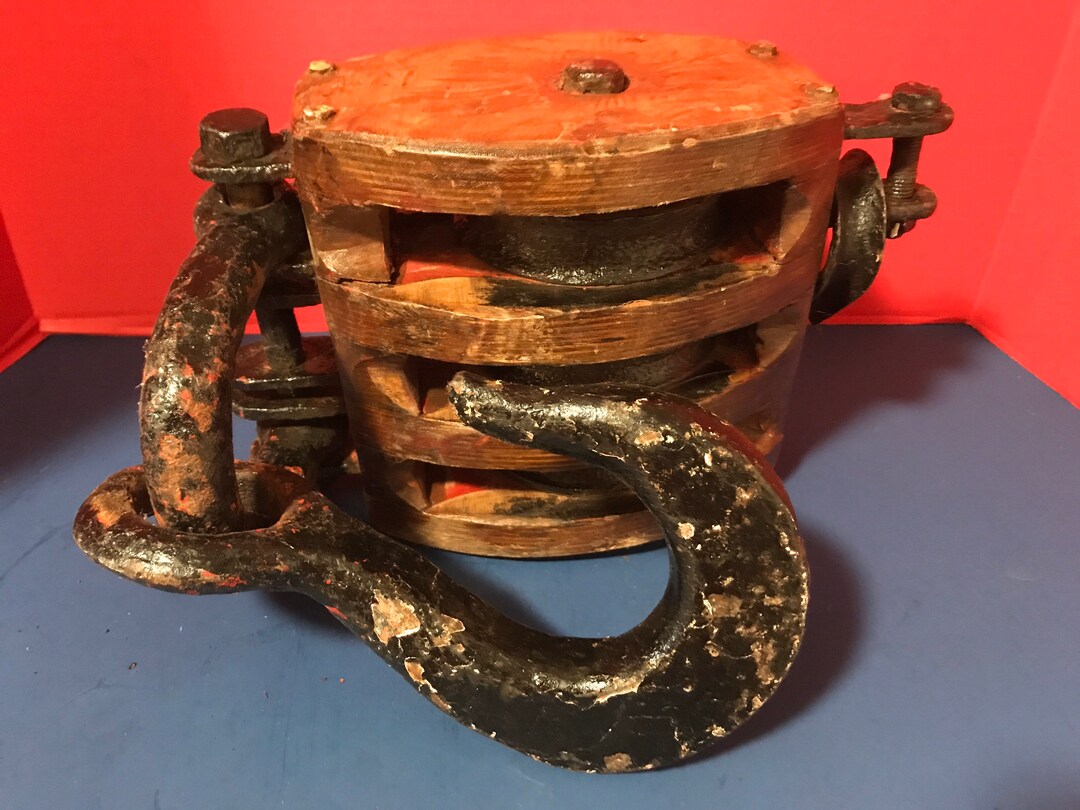 ANTIQUE Maritime Nautical Pulley Authentic New York Harbor Home Decor ...