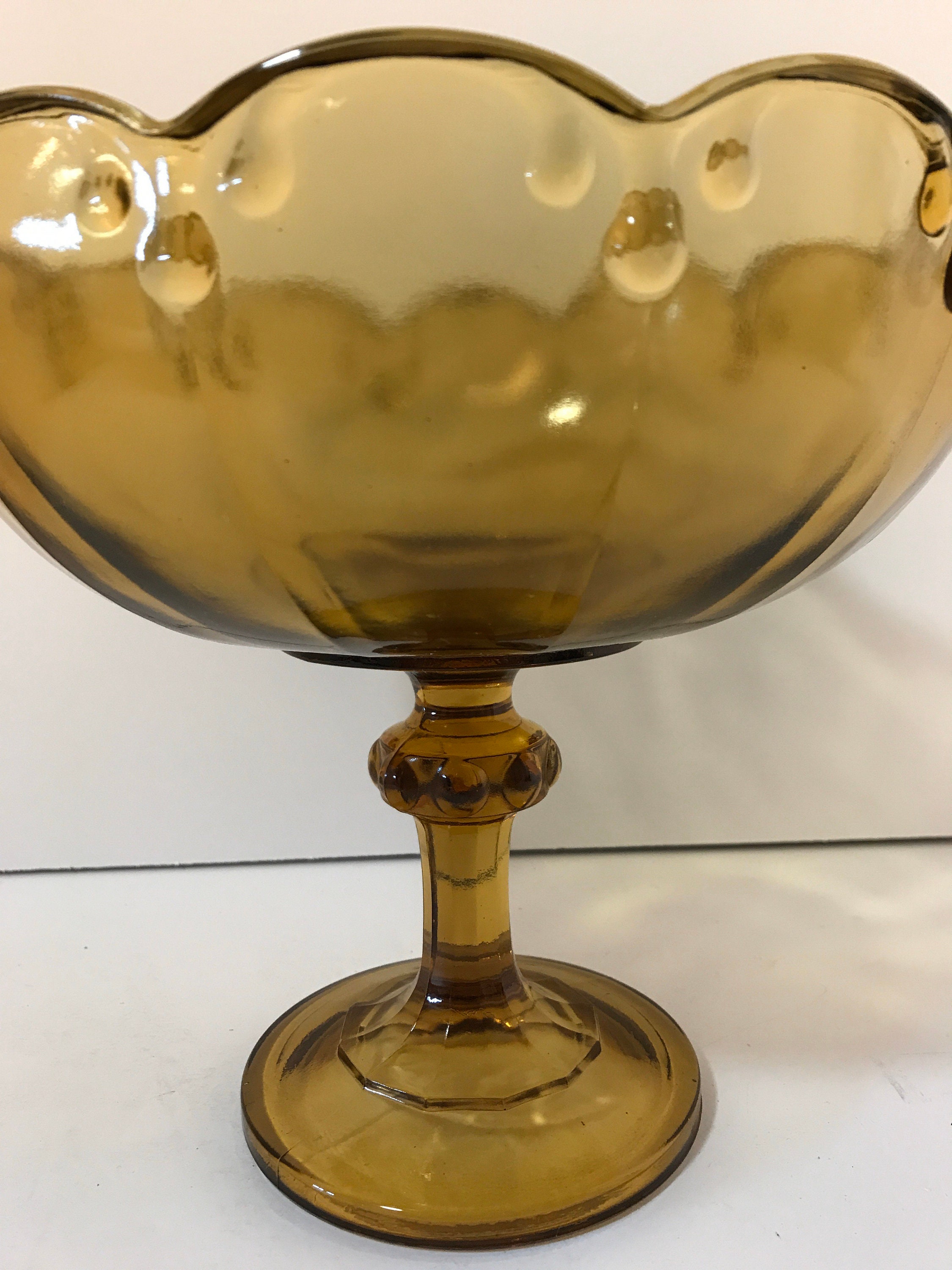 Indiana Glass - Amber Compote Garland Teardrop Collection Fruit Bowl ...