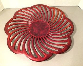 Large Red Metal Tray | Etsy