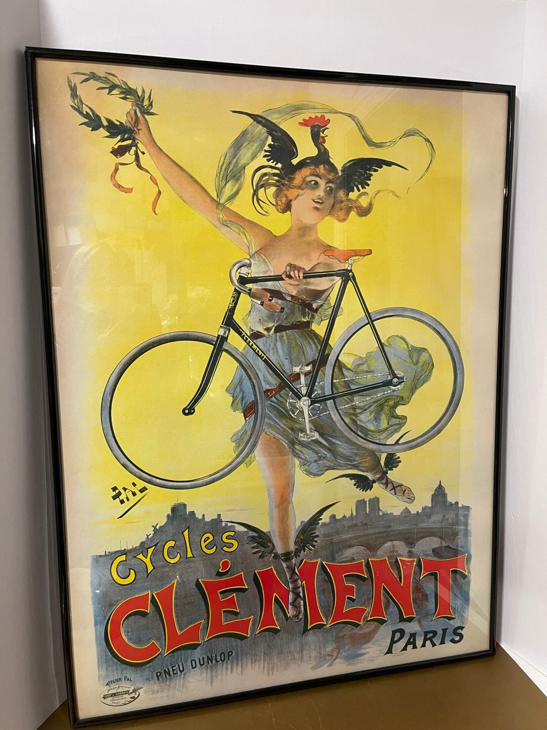 CLEMENT Cycles Framed Print: Vintage Paris Dunlop Barware Art (32” X 23 ...