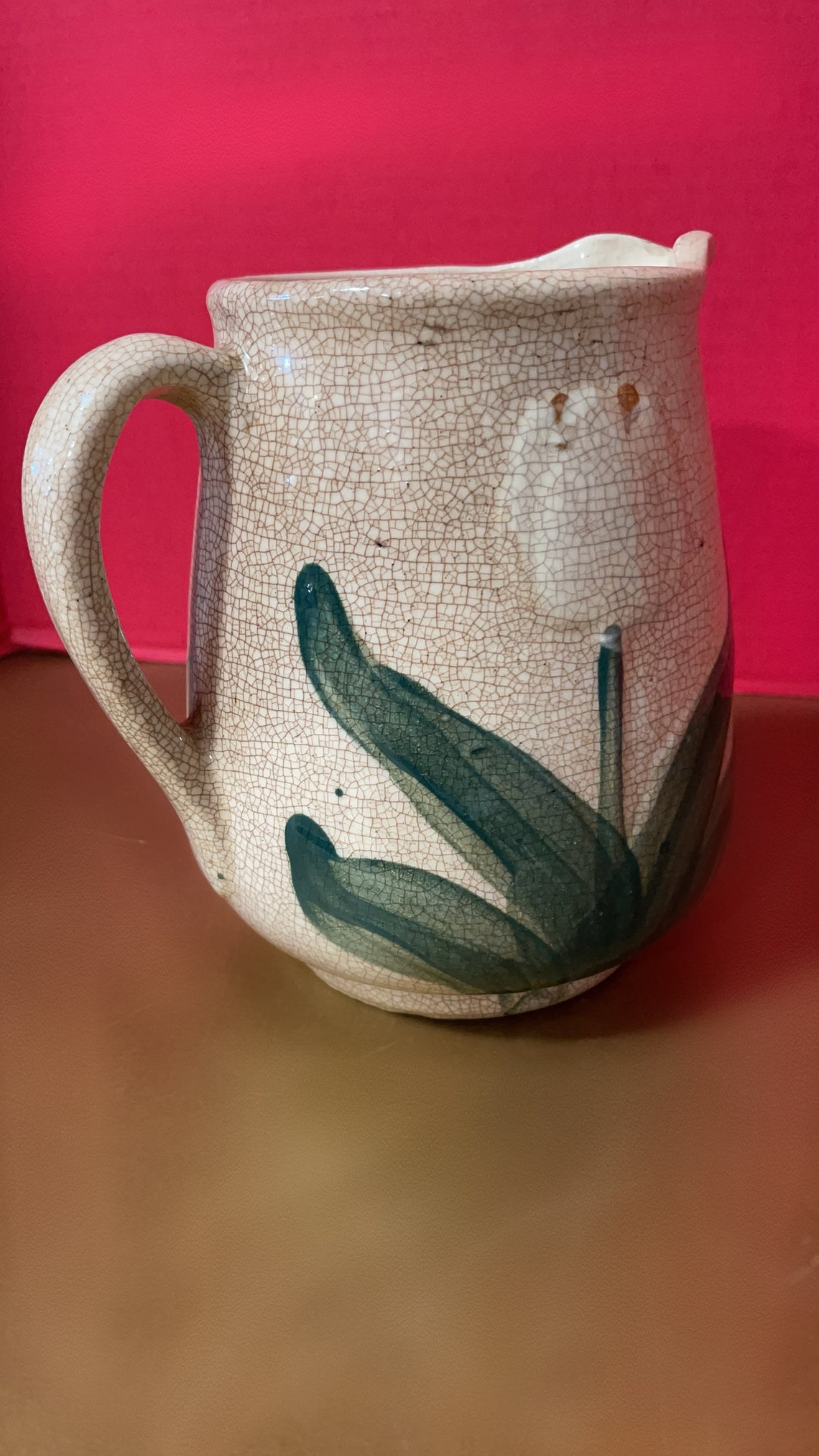 Antique Pottery Pitcher/Vase 1800s Tulip Design Hand Painted | Etsy