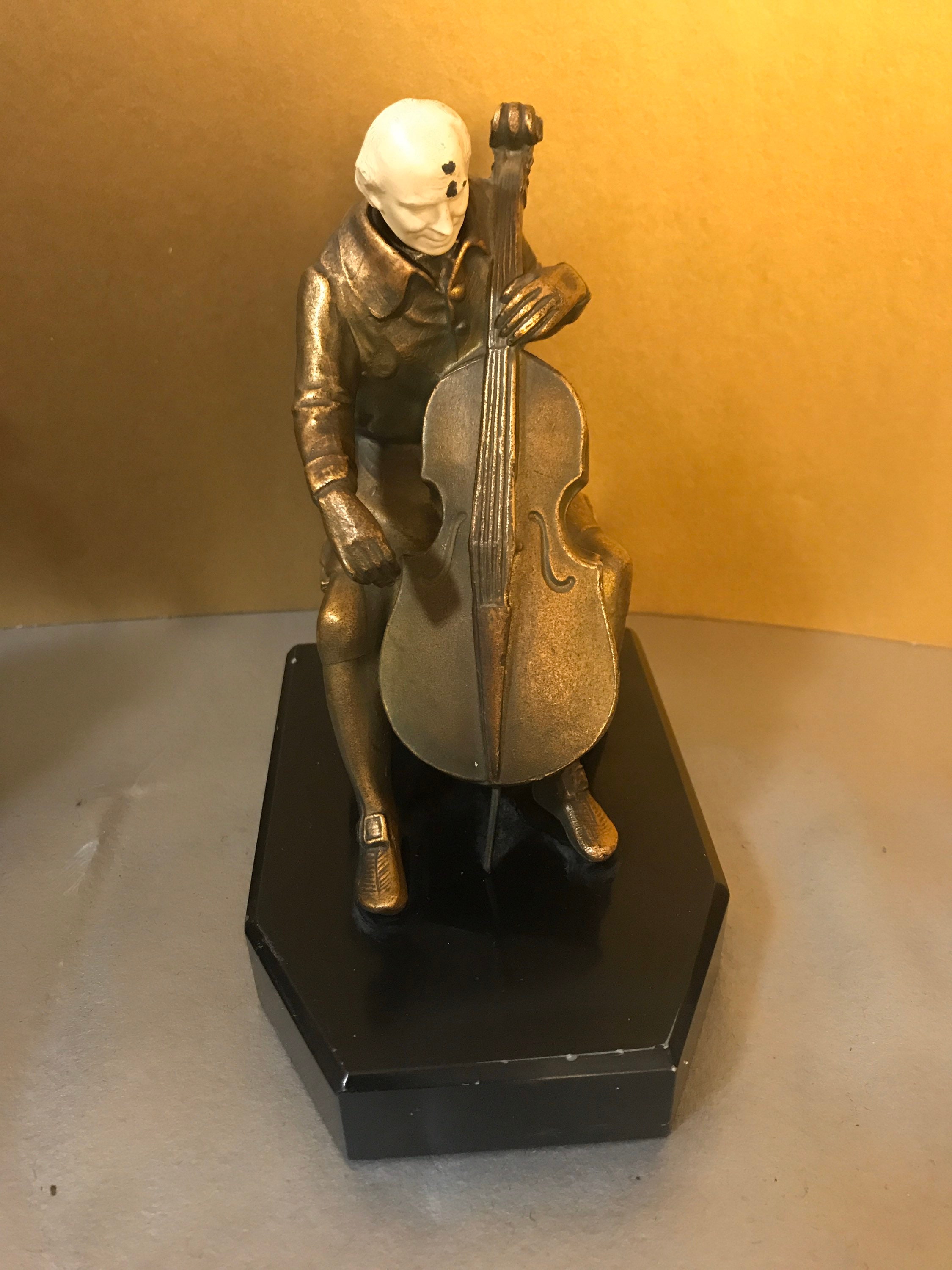 JB Hirsch Ivorine Cellist Bookends 1932 J.Ruhl Bronzed Metal | Etsy